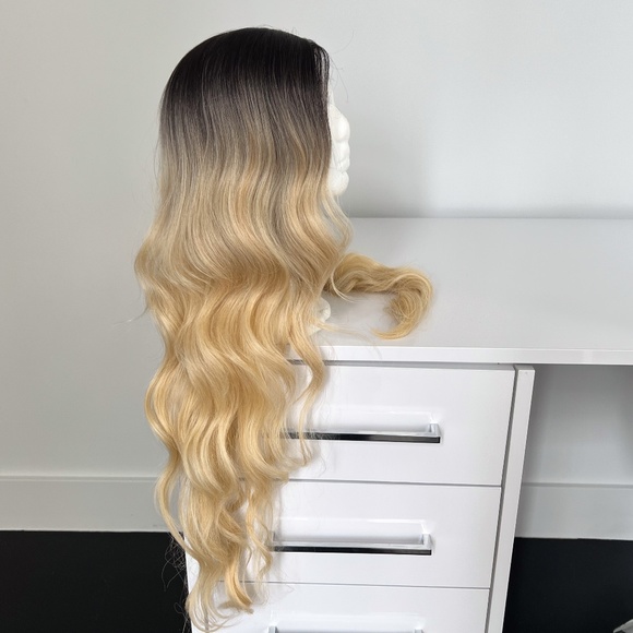 Hair | Twotone Blonde And Brunette Front Lace Middle Part Human Hair ...